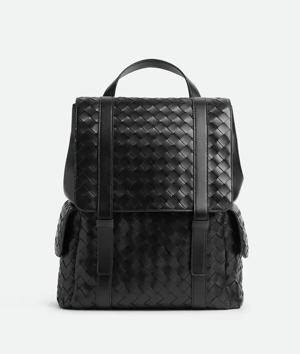 Bottega Veneta Intrecciato Leather Backpack - Black