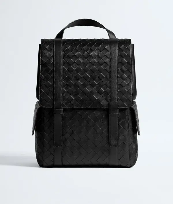 Bottega Veneta Intrecciato Leather Backpack - Black
