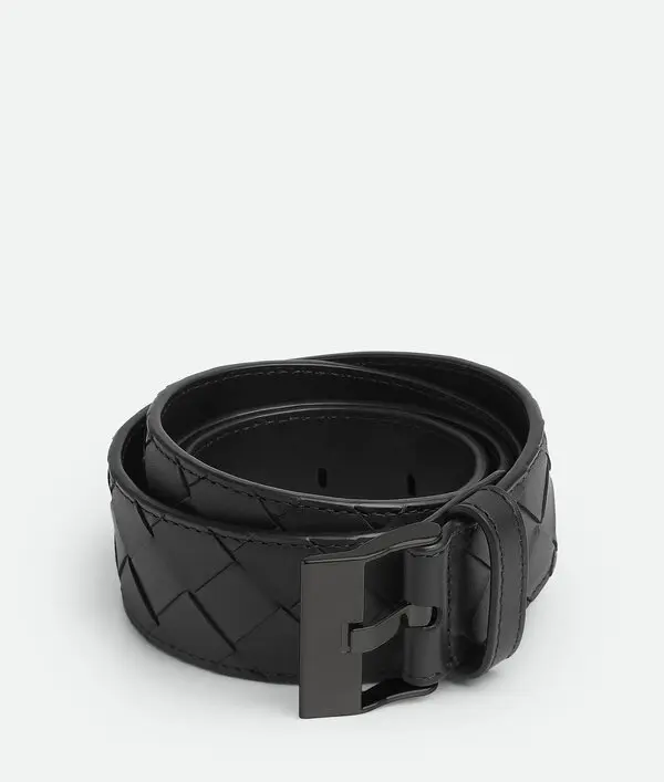 BOTTEGA  VENETA Bottega Veneta Watch Buckle Leather Belt - Black