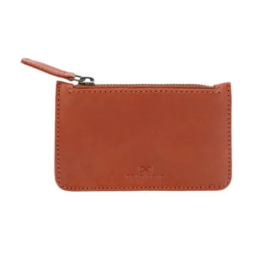 Trafalgar Sergio Front Pocket Leather Zipper Pouch - Tan