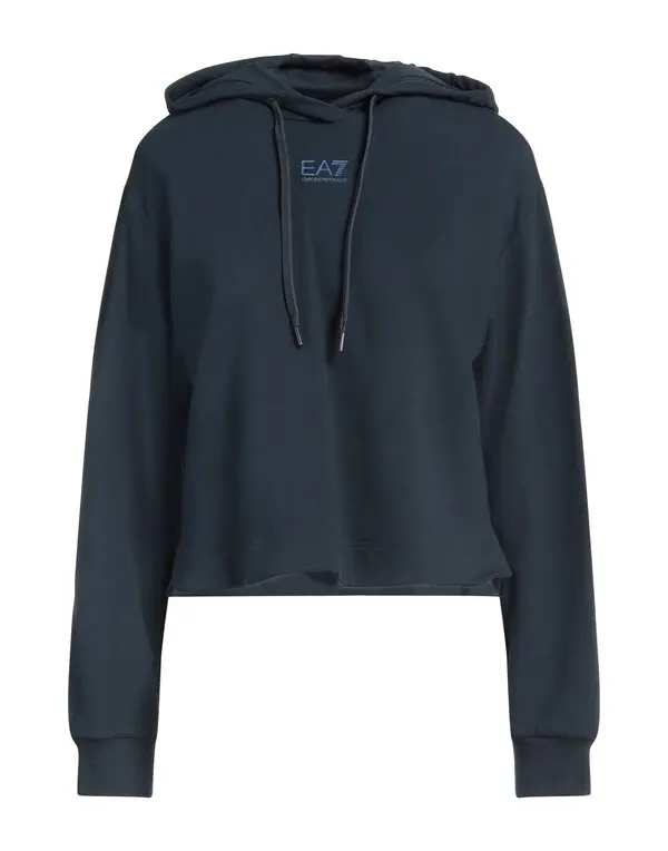 EA7 Cotton-elastane Blend Fleece Sweatshirt - Blue