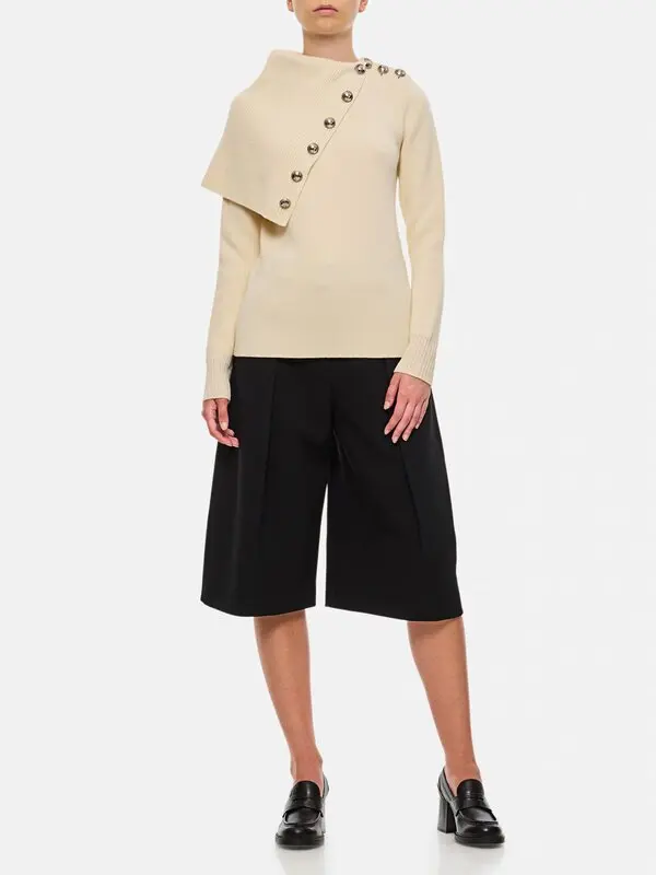 Rabanne Asymmetrical Button Detailed Sweater - White