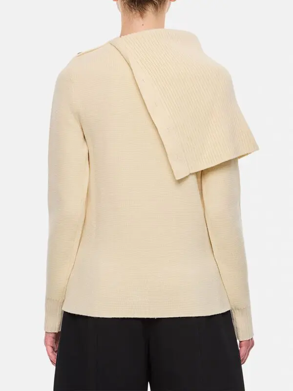 Rabanne Asymmetrical Button Detailed Sweater - White
