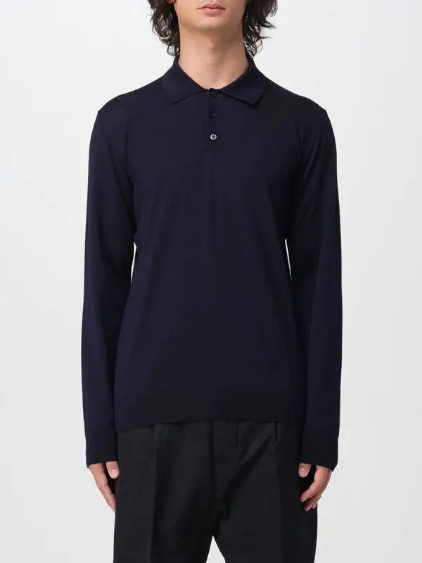 GOLDEN GOOSE Long-sleeved Polo Shirt - Navy