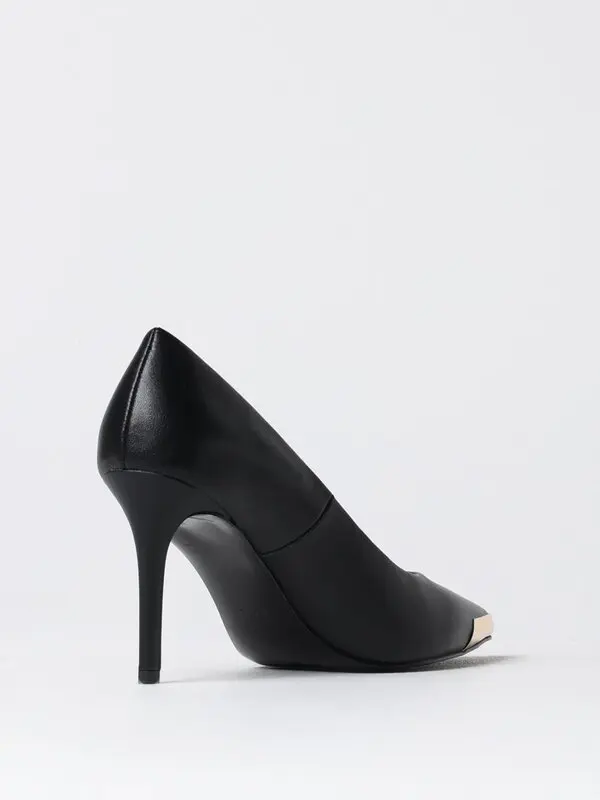 Versace Leather Stiletto Pumps With Metal Toe Detail - Black