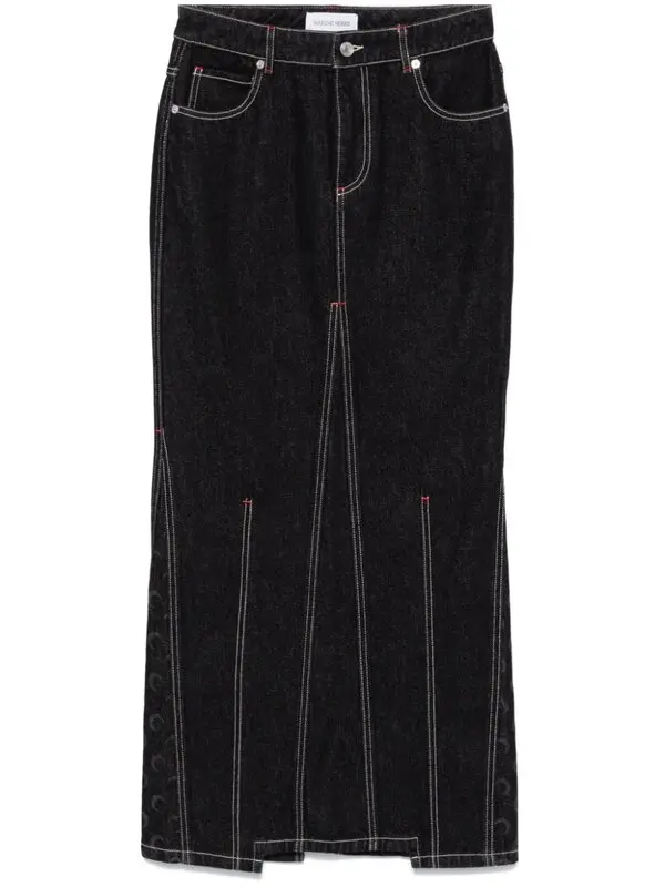 MARINE SERRE Moon Denim Long Skirt