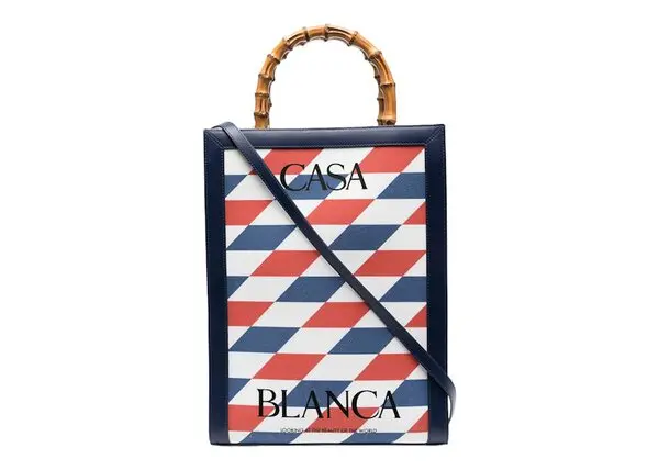 Casablanca Argyle Check Print Tote Bag - Argyle Check Print Red/white/navy Blue