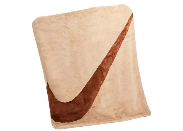 Nike Swoosh Faux Fur Throw Blanket - Beige/brown
