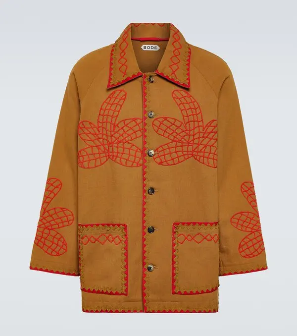 BODE Field Maple Embroidered Cotton Coat