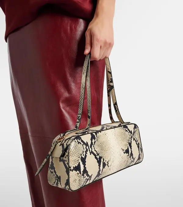 Khaite Simona Snake-effect Leather Shoulder Bag - Beige