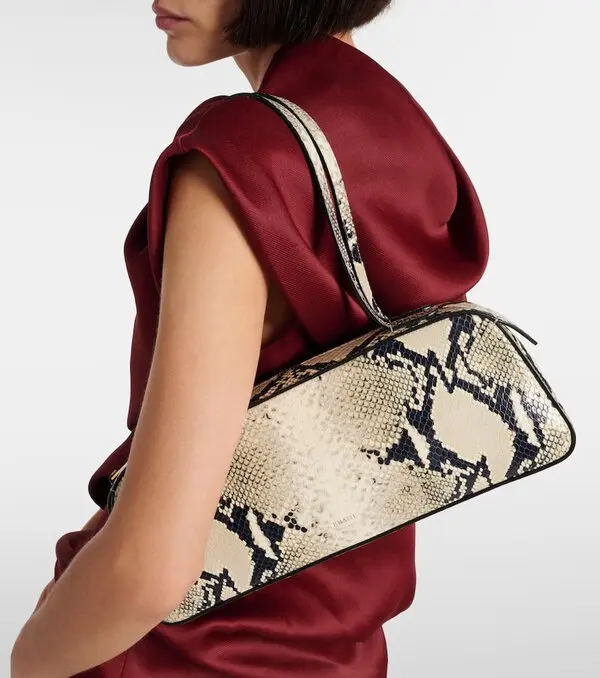 Khaite Simona Snake-effect Leather Shoulder Bag - Beige
