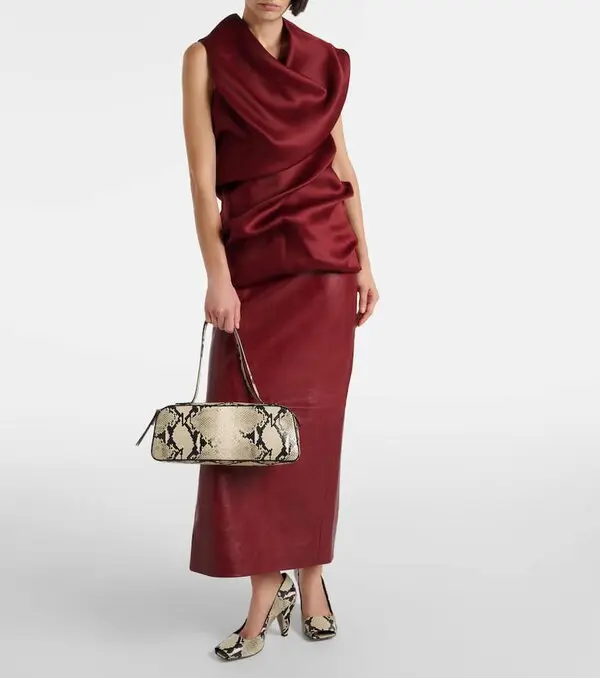 Khaite Simona Snake-effect Leather Shoulder Bag - Beige
