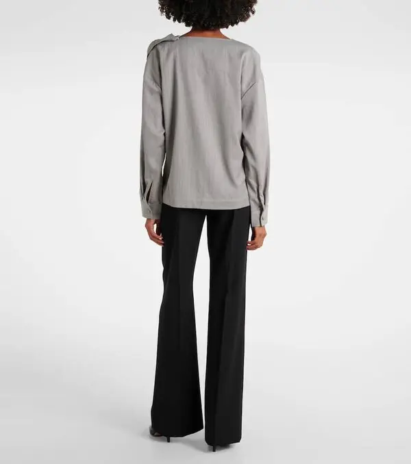JACQUES WEI Embellished Wool Blouse