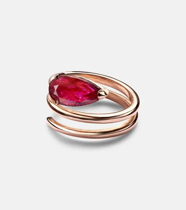 Shay Jewelry 18kt Rose Ring With Ruby Pear