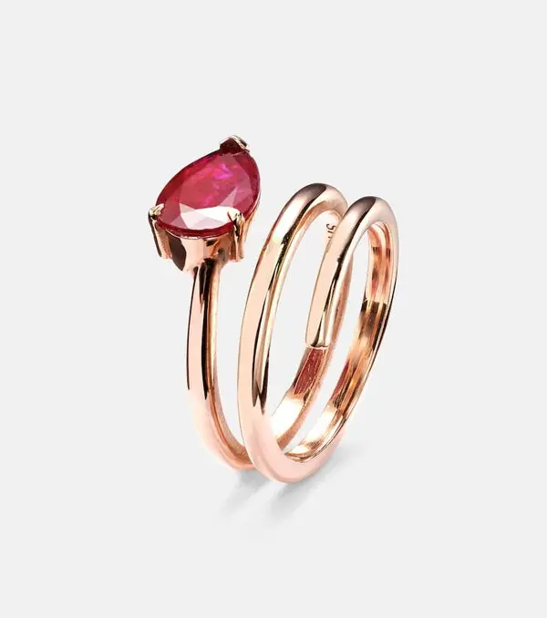 Shay Jewelry 18kt Rose Ring With Ruby Pear