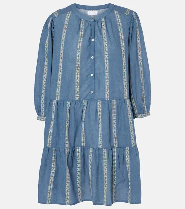 Velvet By Graham & Spencer Kaitlyn Jacquard Cotton-blend Minidress - Blue