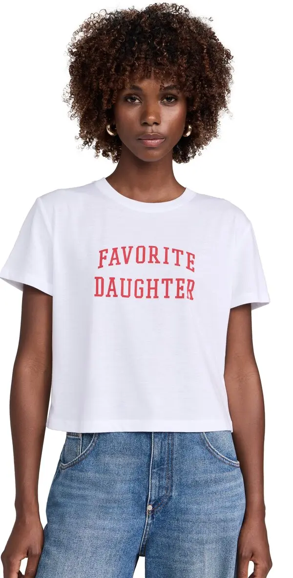 FAVORITE DAUGHTER Cropped Collegiate T-shirt - White Rouge
