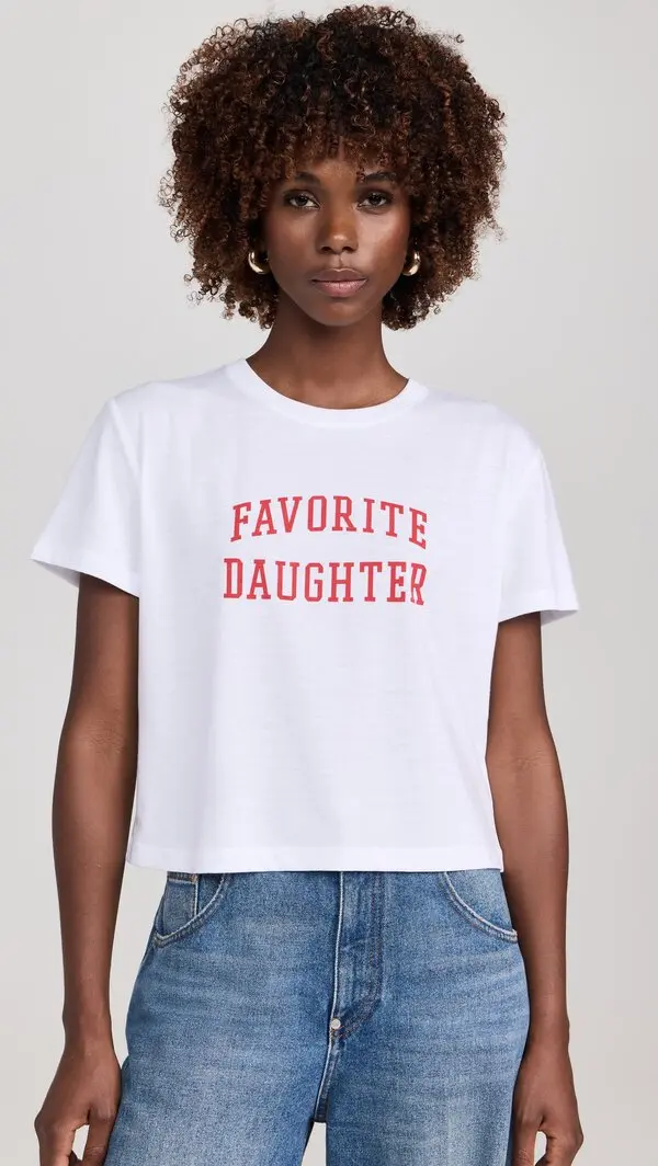 FAVORITE DAUGHTER Cropped Collegiate T-shirt - White Rouge