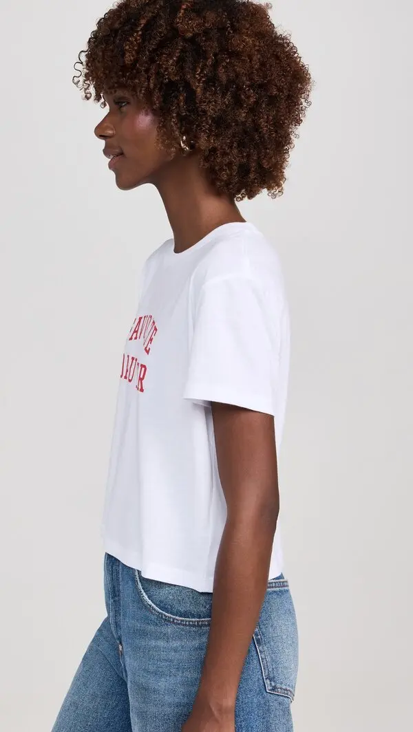 FAVORITE DAUGHTER Cropped Collegiate T-shirt - White Rouge