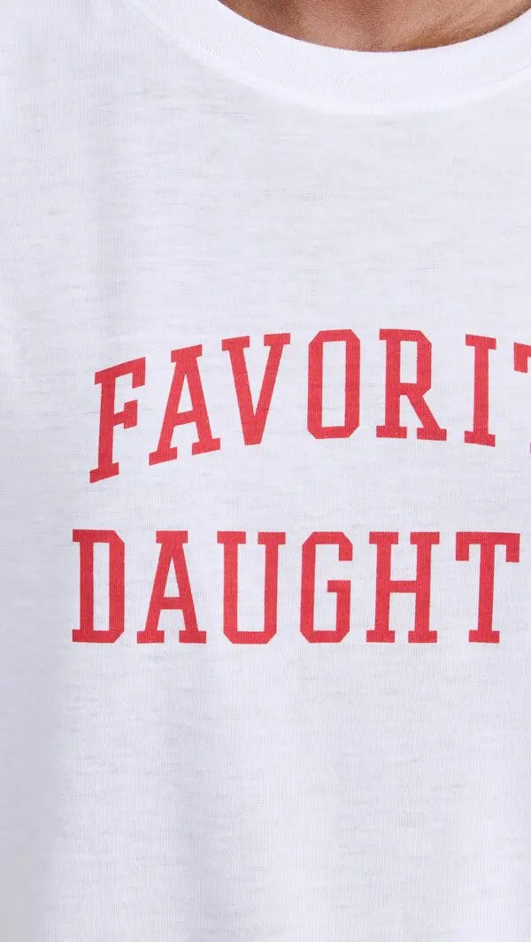 FAVORITE DAUGHTER Cropped Collegiate T-shirt - White Rouge