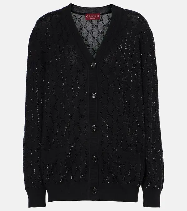 Gucci Gg Crystal Wool Cardigan