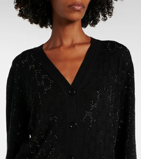 Gucci Gg Crystal Wool Cardigan