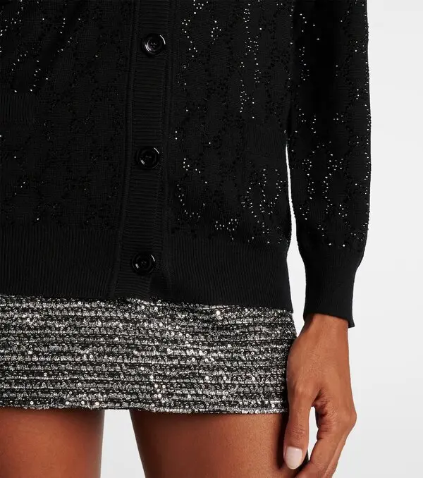 Gucci Gg Crystal Wool Cardigan