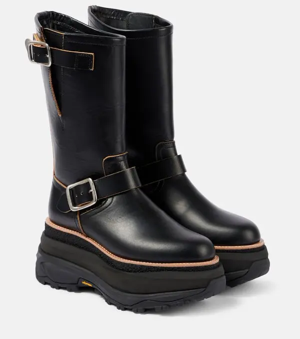 Sacai Leather Platform Biker Boots