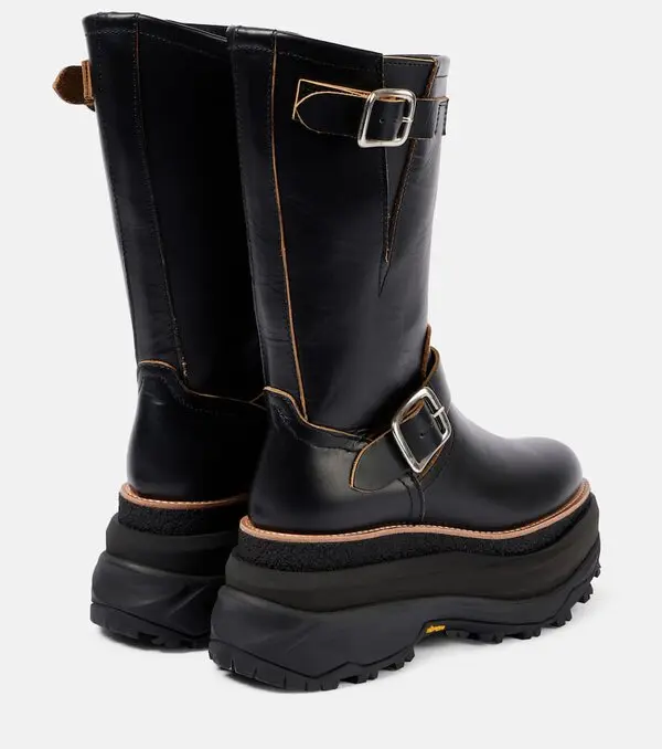 Sacai Leather Platform Biker Boots