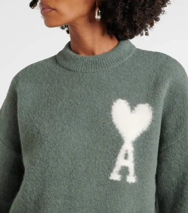 AMI Paris De Cœur Alpaca-blend Sweater - Green