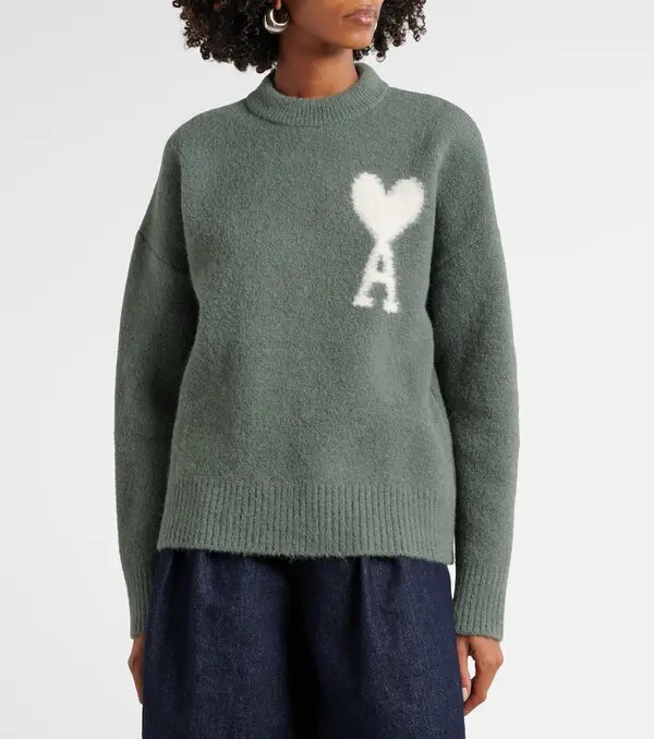 AMI Paris De Cœur Alpaca-blend Sweater - Green