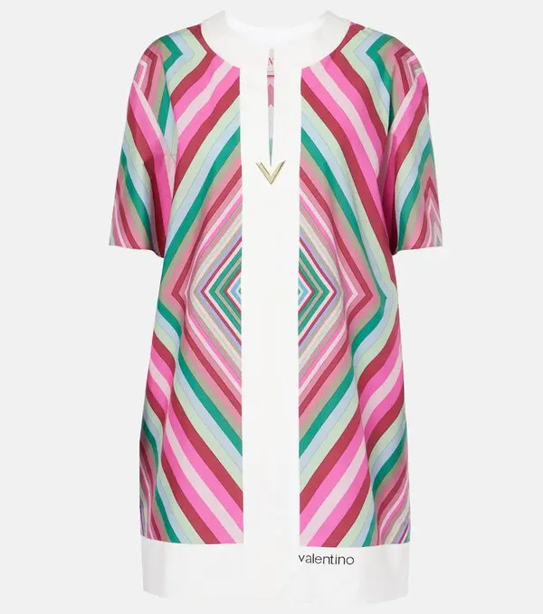 Valentino Garavani Vgold Rhombus Cotton Poplin Mini Dress - Multicoloured