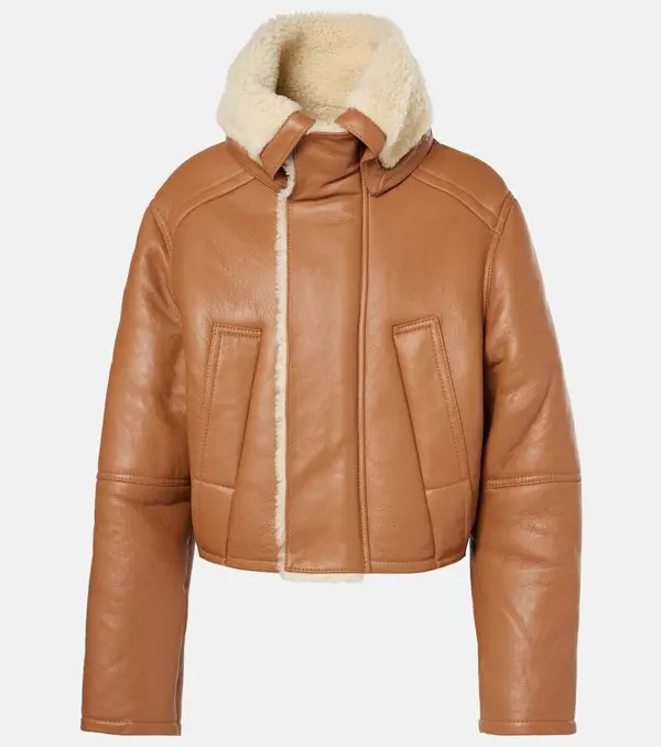 Victoria Beckham Shearling-lined Leather Coat - Brown