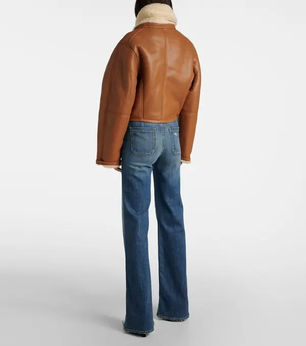 Victoria Beckham Shearling-lined Leather Coat - Brown