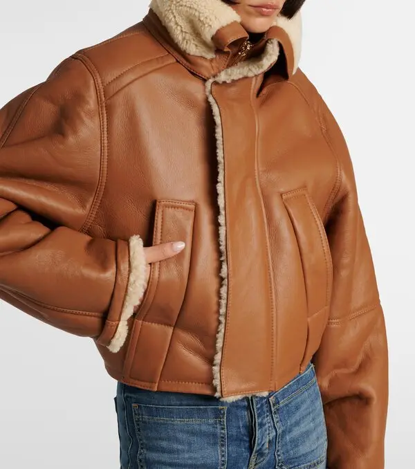 Victoria Beckham Shearling-lined Leather Coat - Brown
