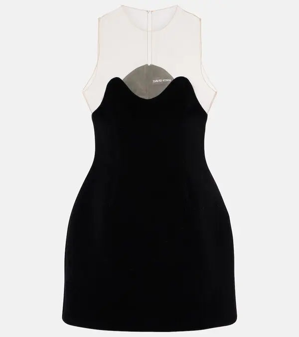 David Koma Wave Tulle Minidress - Black