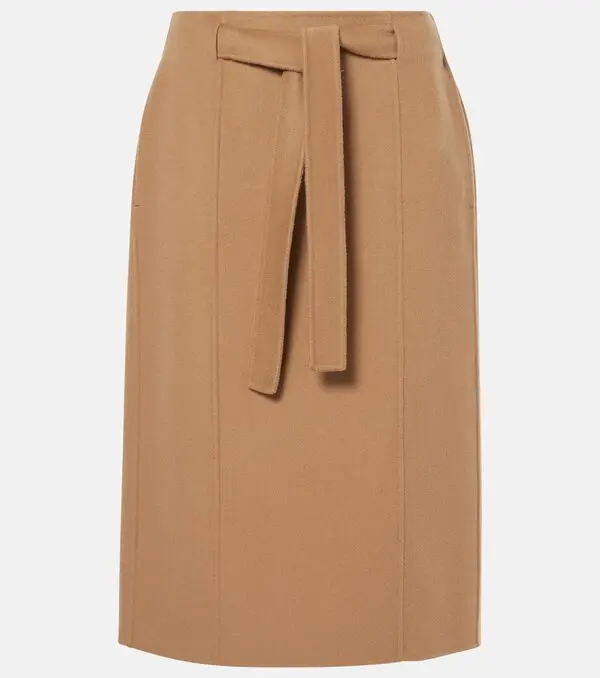 Max Mara Alec Belted Wool Midi Skirt