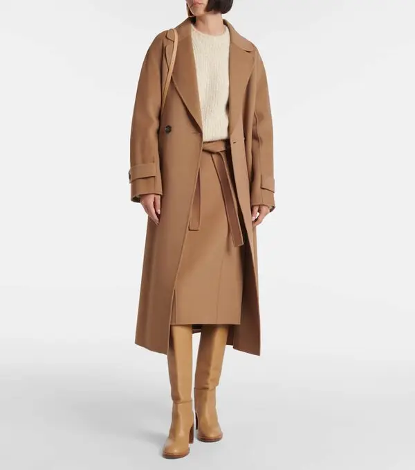 Max Mara Alec Belted Wool Midi Skirt