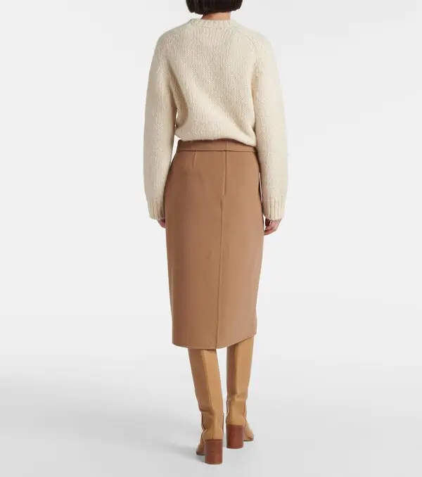 Max Mara Alec Belted Wool Midi Skirt