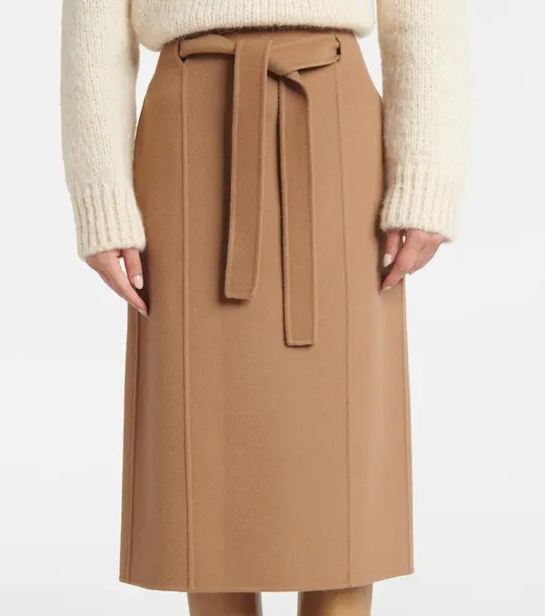 Max Mara Alec Belted Wool Midi Skirt