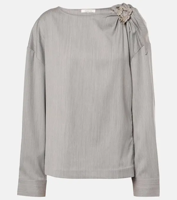 JACQUES WEI Embellished Wool Blouse