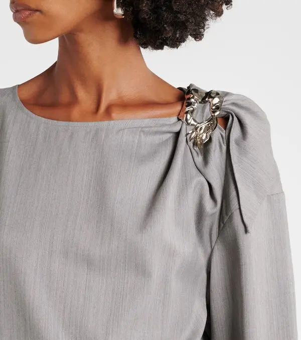 JACQUES WEI Embellished Wool Blouse