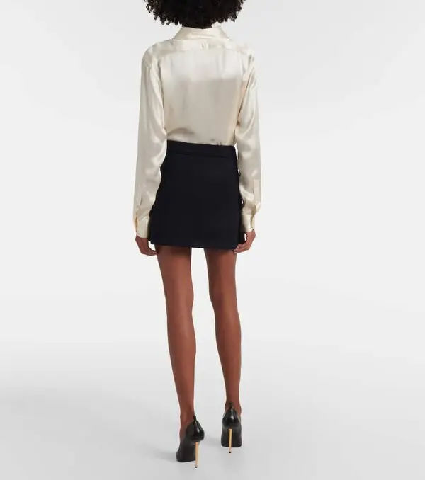 TOM FORD Pleated Wool And Cashmere Miniskirt