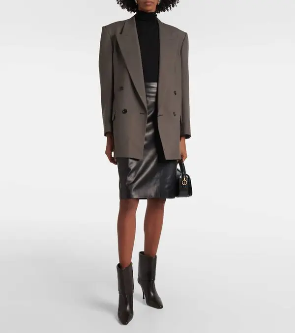 Saint Laurent Niki 90 Leather Booties - Brown