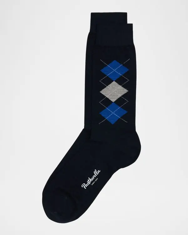 Pantherella Locke Argyle Socks - Navy