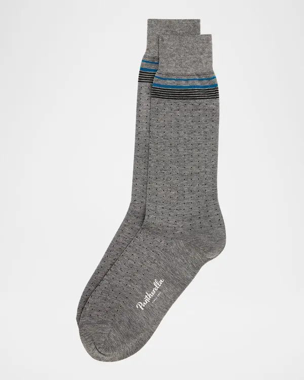 Pantherella Barfield Fil D'ecosse Dotted Dress Socks - Grey/black