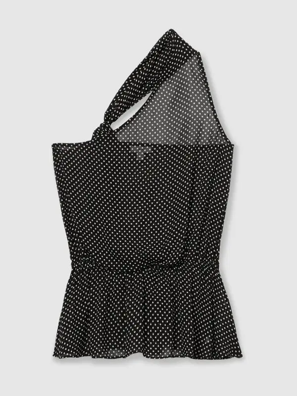 REISS Tina One-shoulder Polka-dot Georgette Top
