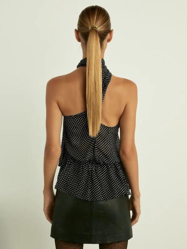 REISS Tina One-shoulder Polka-dot Georgette Top