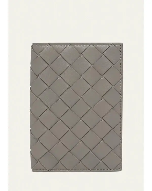 Bottega Veneta Leather Passport Case - Grey