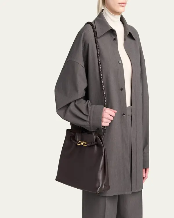 Bottega Veneta Andiamo Medium Leather Shoulder Bag - Fondant